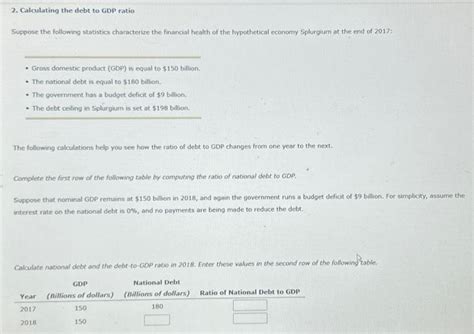 Solved 2 Calculating The Debt To Gdp Ratio Suppose The