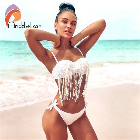 Купить Купальник Andzhelika Lace Flower Tassel Bikinis Women Swimsuit