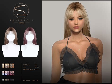 The Sims Resource Long Straight Hairstyle Suzane080823
