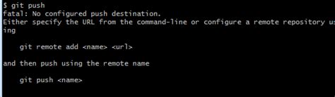 fatal no configured push destination either specify the url from the