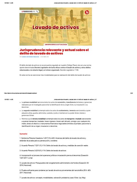 Jurisprudencia Relevante Y Actual Sobre El Delito De Lavado De Activos