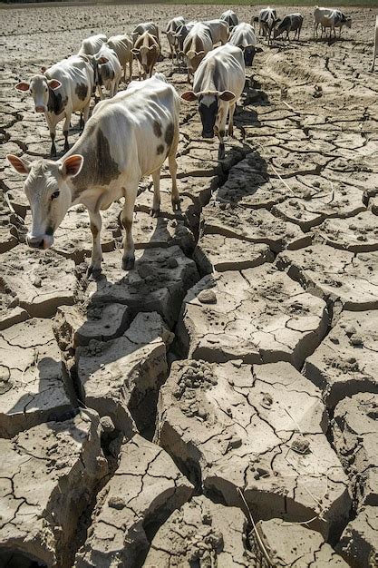 Premium Photo Herd Of Cattle Standing On Dry Grass Field