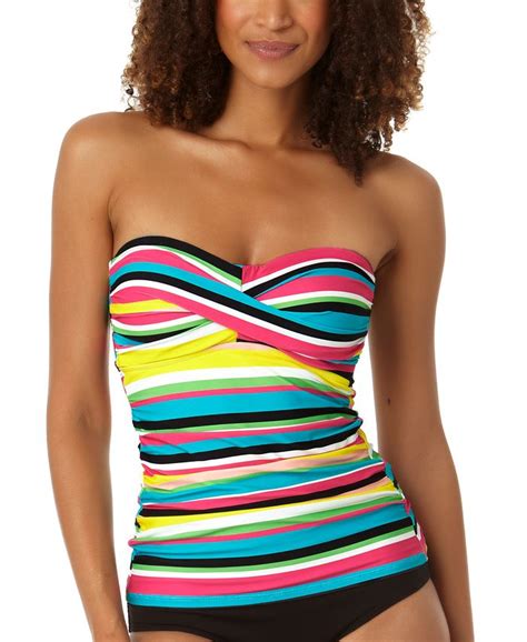 Anne Cole Womens Printed Twist Front Shirred Tankini Top Macys