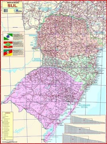 Mapa Região Sul Brasil Politico Rodoviário 120 X 90 Cm Mercadolivre
