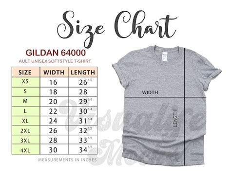 Gildan 64000 Size Chart