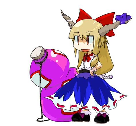 Safebooru 1girl Blonde Hair Brown Eyes Female Gourd Horns Ibuki Suika