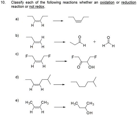 Solved 10 Classify Each Of The Following Reactions Whether An