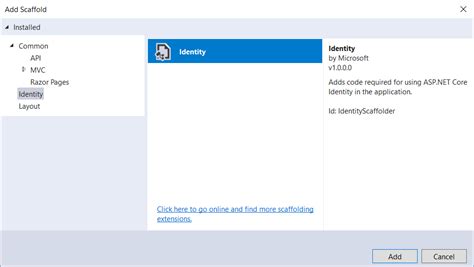 scaffolding an asp net core mvc web app with identity reverasite