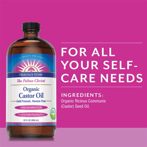 Heritage Store Organic Castor Oil Cold Pressed 16oz Ebay