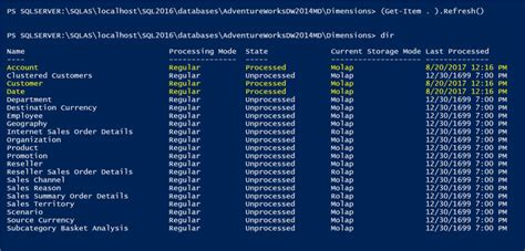 powershell for sql server analysis services multidimensional