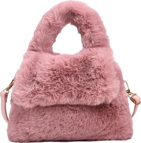 Extolove Fluffy Purse Winter Faux Fur Crossbody Bags For