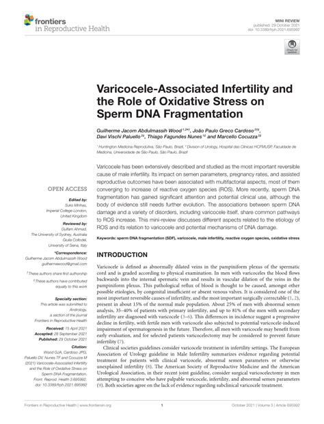Pdf Varicocele Associated Infertility And The Role Of Oxidative
