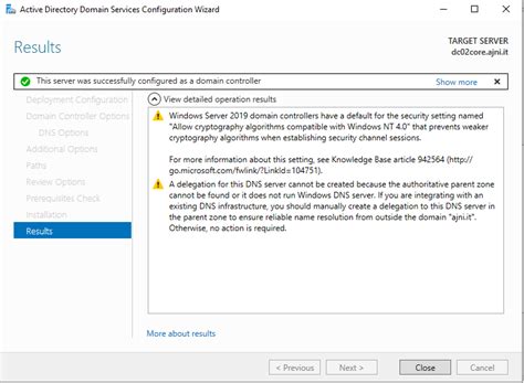 add a second server 2019 core domain controller in the