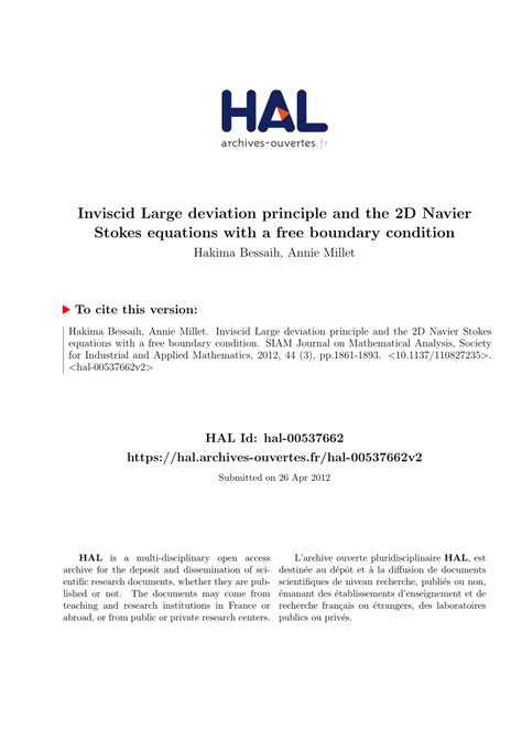 Pdf Inviscid Large Deviation Principle And The 2d Navier Stokes