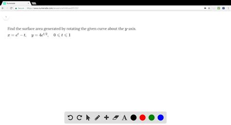 solved find the surface area generated by rotating the curve given by