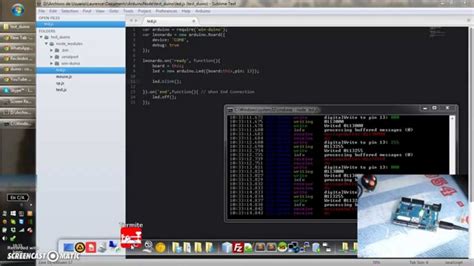 controlar un led en arduino con node js en windows usando win duino