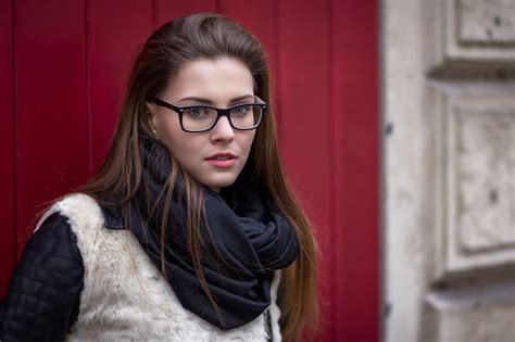 Wallpaper Brunette Women Outdoors Portrait Women With Glasses