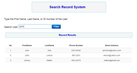 search record system in php free source code projects and tutorials