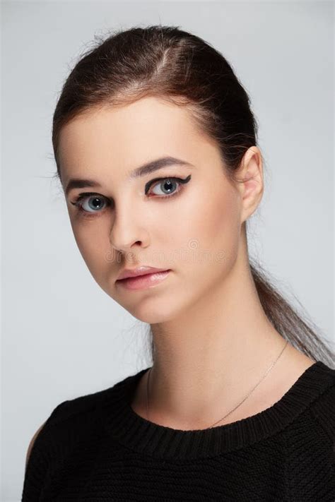 Portrait Of Beautiful Tender Girl With Fresh Healthy Skin Long Smooth