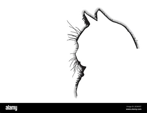Hermosa Ilustración De Un Gato Silueta De La Cabeza De Gato En Estilo