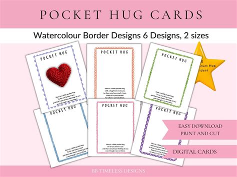 Printable Pocket Hug Cards Template Backing Pocket Card Printing Pocket