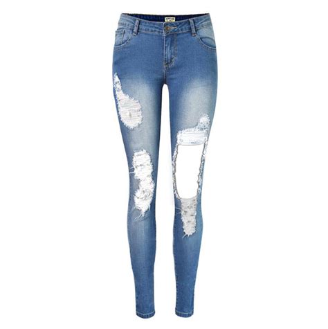 2016 Summer Fashion New Women Ripped Holes Denim Pencil Pants Casual