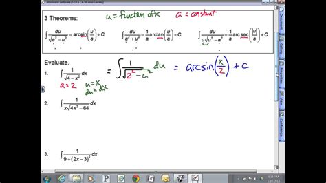 5 7 Integrals Resulting In Inverse Trig Functions Youtube