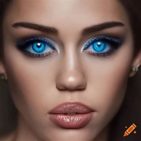 Caucasian Woman With Intense Cat Eye Makeup In A Dreamlike Setting On