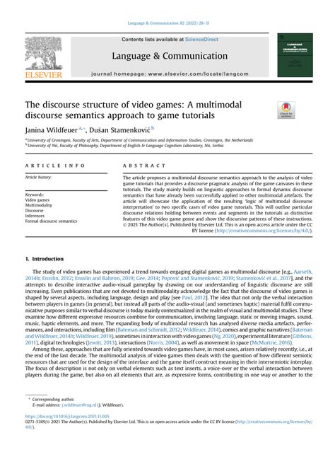 pdf the discourse structure of video games a multimodal discourse