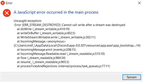 a javascript error occured in the main process hatası technopat sosyal