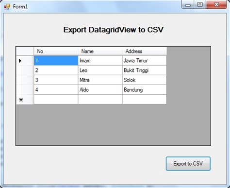bagaimana cara export datagridview ke csv file di c