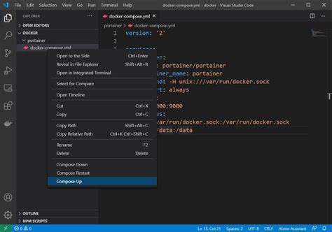 run docker containers using vscode