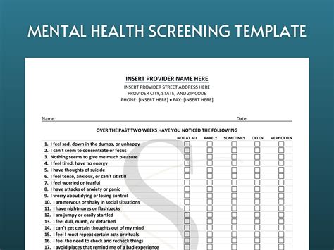 Mental Health Screening Template Therapy Office Counseling Etsy