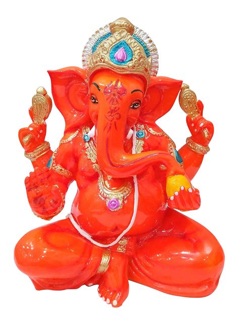 Buy Vinayakmoorti Marble Ganesh Murti Orange Coloured Ganesha Idol For
