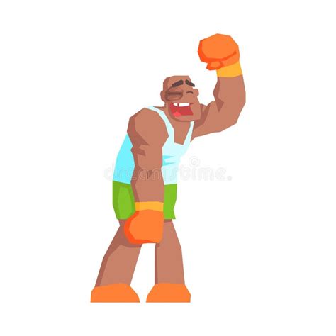 Boxer Winner Championship Belt Screaming Isolated Stock Vector