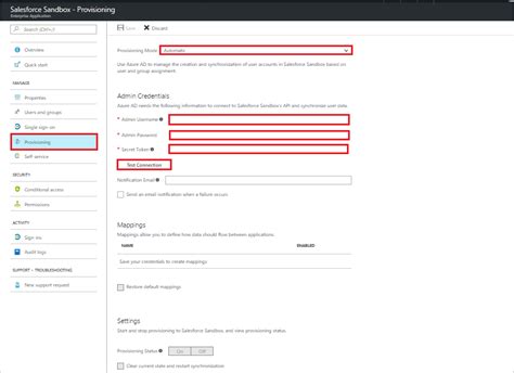 how to configure user provisioning with salesforce sandbox
