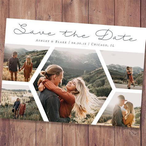 Wedding Full Image Save The Date Card With Photo Printable Rustic Save