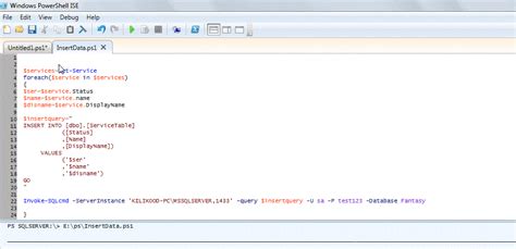 insert data into a sql server table using powershell using invoke sqlc