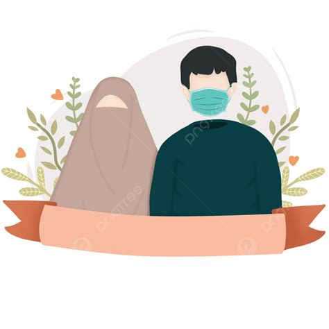 Muslim Couple With Niqab And Mask Illustration Muslim Couple Muslim
