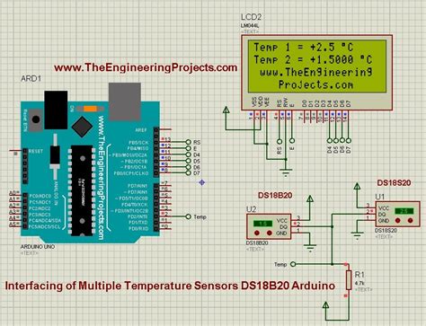 interfacing of multiple ds18b20 arduino the engineering projects