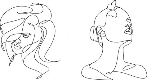 Premium Vector Continuous Line Drawing Of Portrait Of A Beautiful