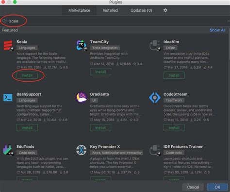 scala environment setup install scala plugin from intellij 2019