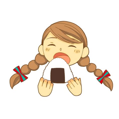 男の子 おにぎり 食べ てる イラスト