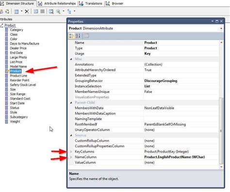 ssas keycolumn vs namecolumn vs valuecolumn