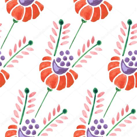 Seamless Watercolor Flower Pattern — Stock Vector © Jallom 55145713