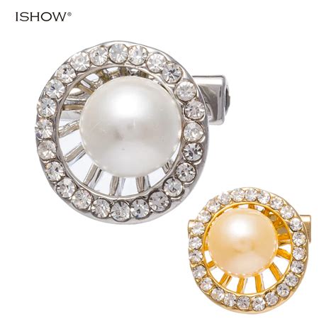Crystal Imitation Pearl Round Flower Brooches For Women Broche Strass
