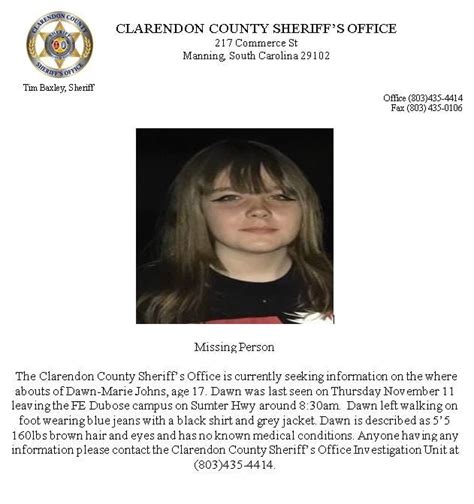 Clarendon County Sheriffs Office Searching For Missing Person