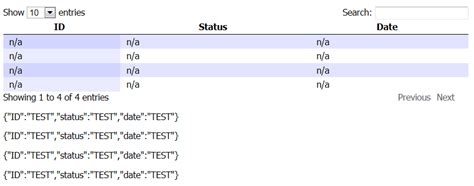 jquery datatable populated by null not by json stack