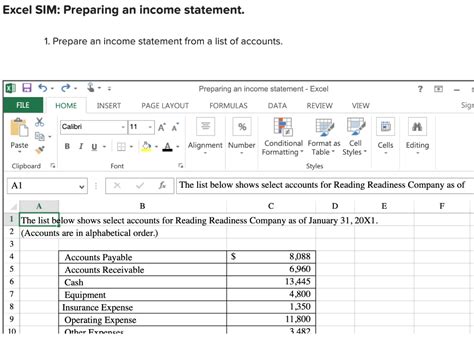 solved excel sim preparing an income statement 1 prepare