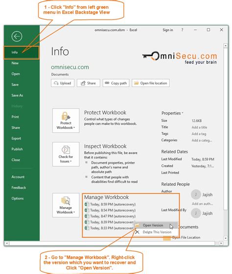 how to recover previous versions of excel file